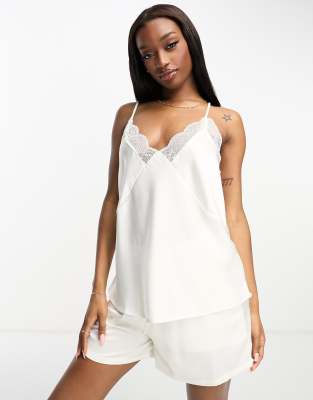 Lindex Bridal short cami set in white | ASOS