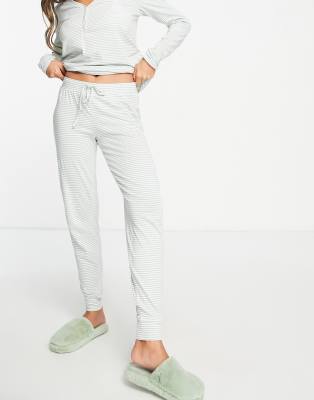 Lindex cotton night pants in light dusty aqua | ASOS