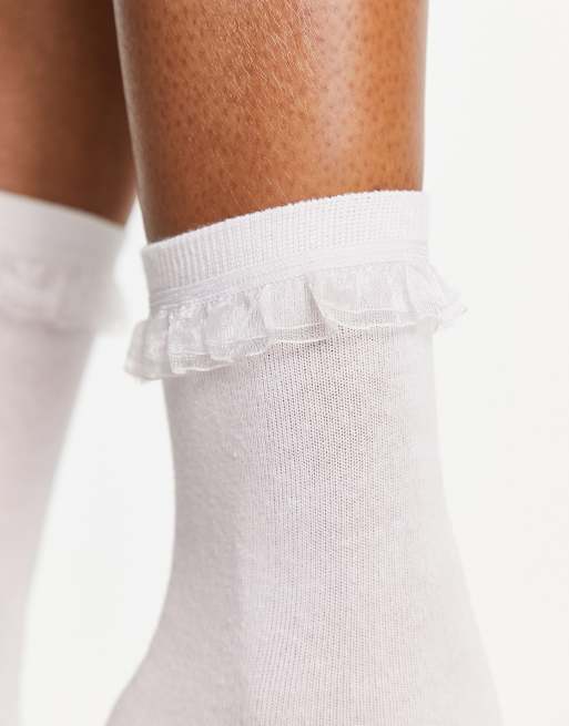 Lindex Exclusive organza trim sock in white | ASOS