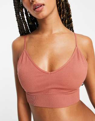 Lindex seamless rib cami bralette in rust | ASOS