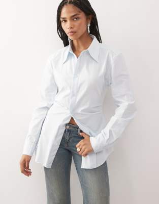 Lioness Naomi cinched waist collared shirt in soft blue from Lioness ...