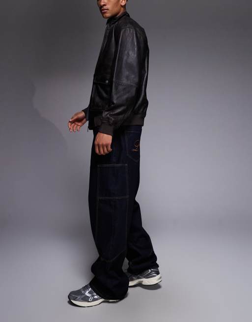 Liquor N Poker baggy spliced side pocket jeans in black | ASOS
