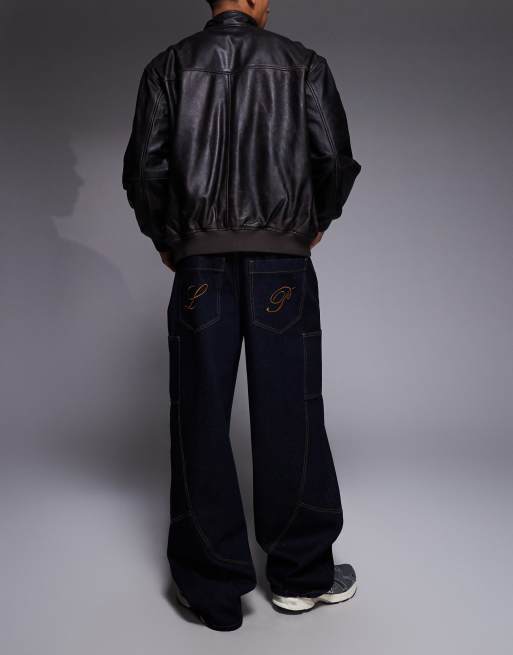 Liquor N Poker baggy spliced side pocket jeans in black | ASOS