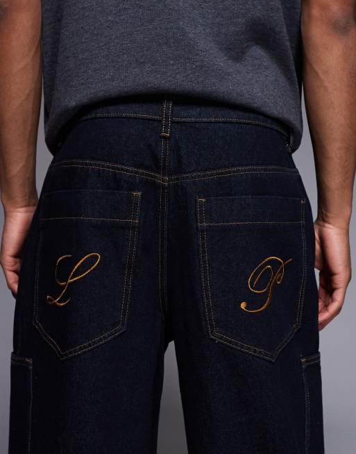 Liquor N Poker baggy spliced side pocket jeans in black | ASOS