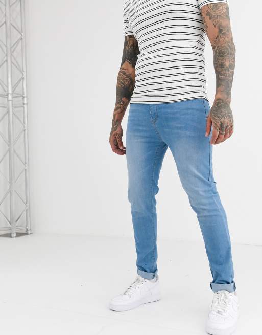Liquor N Poker - Blå skinny jeans i genanvendt stof | ASOS
