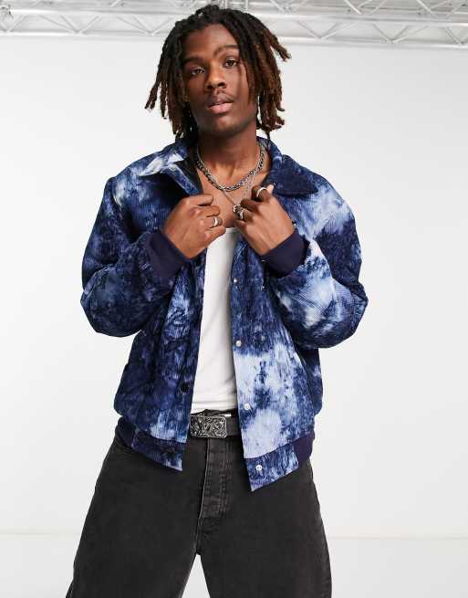 Liquor N Poker co-ord bomber jacket in blue acid wash cord | ASOS