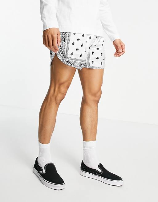 Liquor N Poker retro shorts in white with bandana print | ASOS Liquor N Poker retro shorts in white with bandana print | ASOS