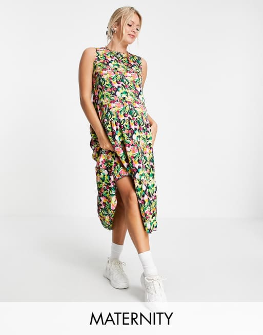 Liquorish Maternity - Robe babydoll mi-longue à fleurs | ASOS