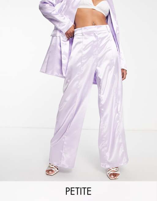 Liquorish Petite - Pantalon d'ensemble ajusté satiné - Lilas | ASOS