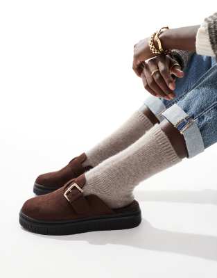 London Rebel - Donna - Mules à boucle - Chocolat | ASOS