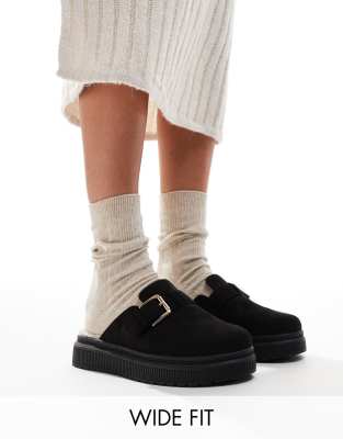 London Rebel - Donna - Mules larges à boucle - Noir | ASOS