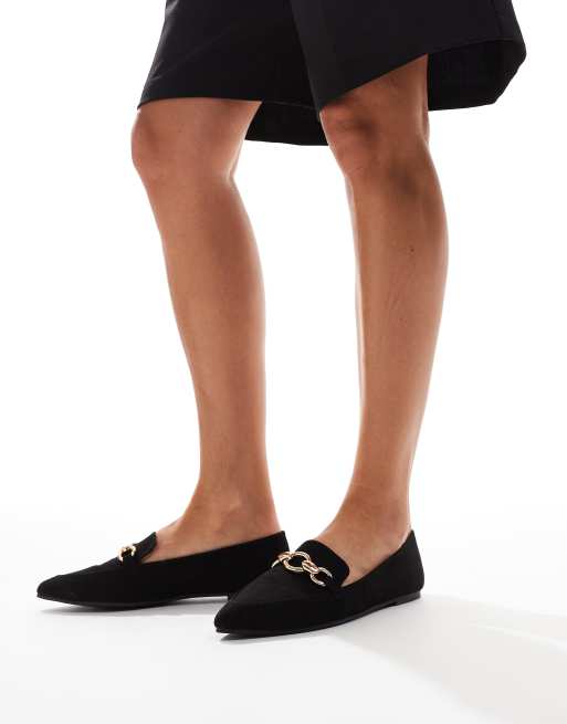 London Rebel Felicity pointed flat shoes in black | ASOS