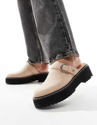 London Rebel slip on clogs in light pink | ASOS