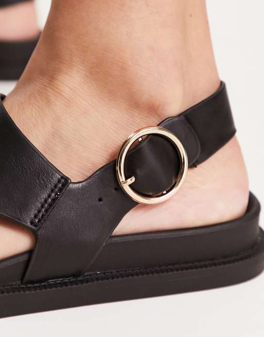 London Rebel toe thong footbed sandals in black | ASOS