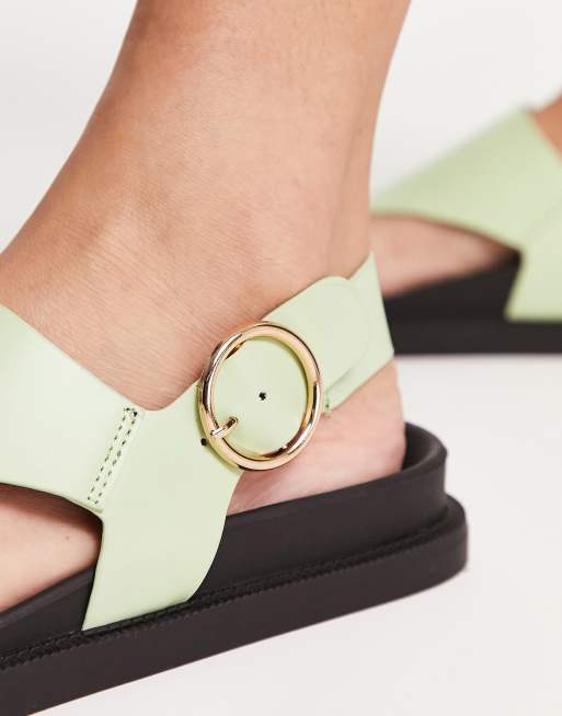 London Rebel toe thong footbed sandals in sage green | ASOS