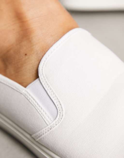 London Rebel X canvas slip on plimsolls in white | ASOS