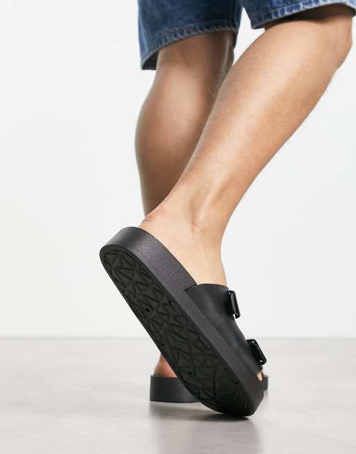 London Rebel X wide fit buckle slides in black | ASOS