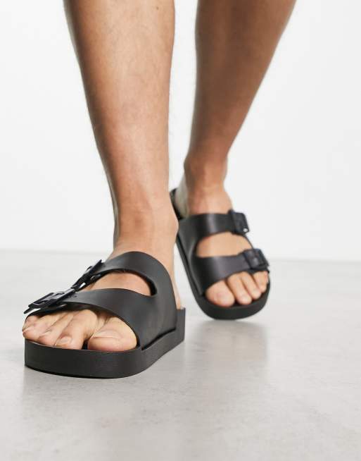 London Rebel X wide fit buckle slides in black | ASOS