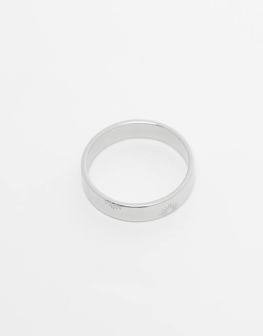 Lost Souls band ring with engraved sun in stainless steel | ASOS