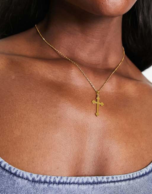 Lost Souls Collier Croix En Acier Inoxydable Doré Asos