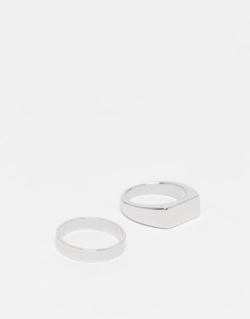 Lost Souls pack of 2 signet and band ring in stainless steel | ASOS