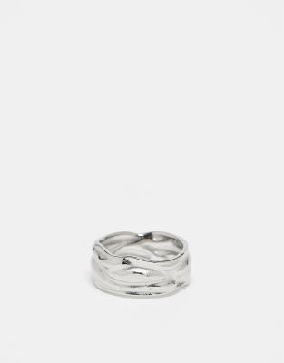 Lost Souls stainless steel 10mm molten band ring in silver | ASOS