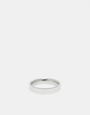 Lost Souls stainless steel 4mm band ring in platinum | ASOS