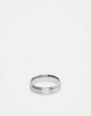 Lost Souls stainless steel 6mm band ring with line detail in silver | ASOS