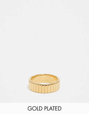 Lost Souls stainless steel 6mm line detail ring in 18k gold plate | ASOS