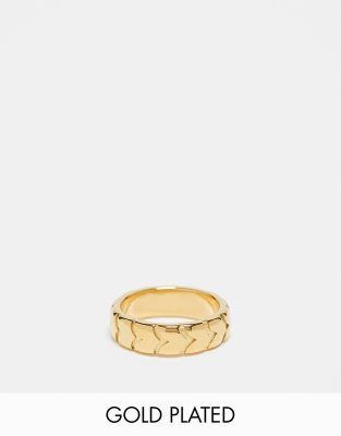 Lost Souls stainless steel engraved band ring in 18k gold plated | ASOS