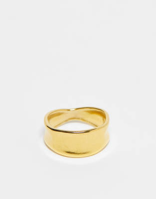 Lost Souls stainless steel hammered ring in gold | ASOS