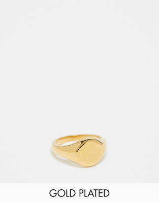 Lost Souls stainless steel signet ring in 18k gold plated | ASOS