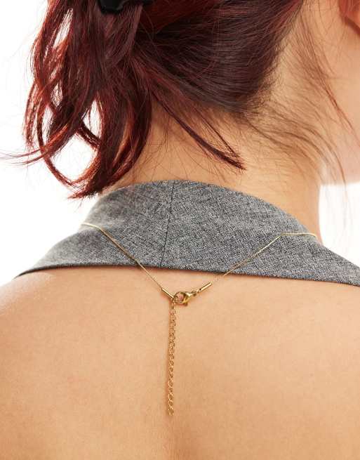 Lost Souls stainless steel solitaire chain necklace in 18k gold plated ...