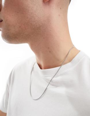 Lost Souls stainless steel thin box chain in silver | ASOS