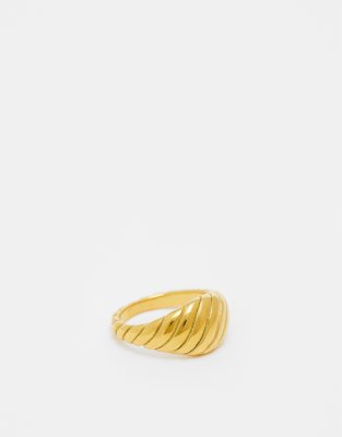 Lost Souls stainless steel wavy ring in gold | ASOS
