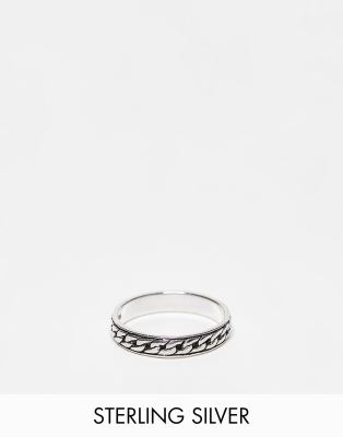 Lost Souls sterling silver textured chain ring | ASOS