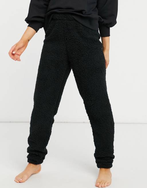 Loungeable borg jogger in black | ASOS