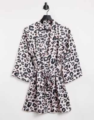 Loungeable Satin leopard print dressing gown | ASOS