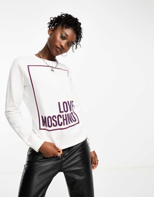Love Moschino box logo sweatshirt in white | ASOS