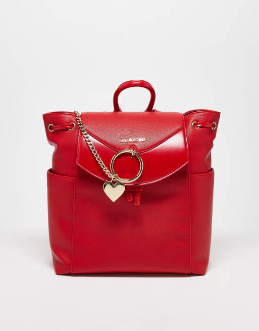 Love Moschino chain embellished backpack in red | ASOS