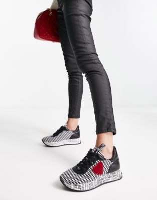 Love Moschino heart trainers in dogtooth print | ASOS