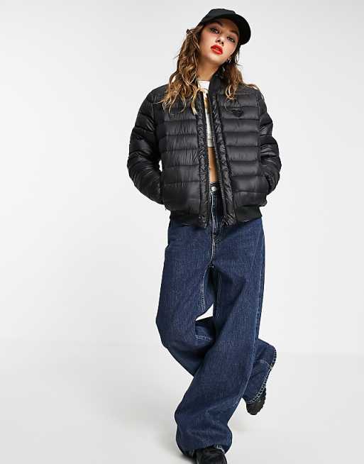 Love Moschino reversive quilted bomber jacket in black | ASOS Love Moschino reversive quilted bomber jacket in black | ASOS