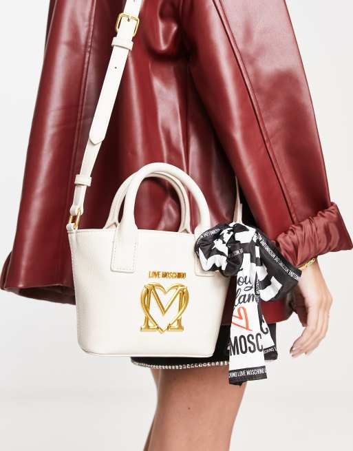 Love Moschino - Sac à main avec bandoulière, logo et foulard - Neutre ...