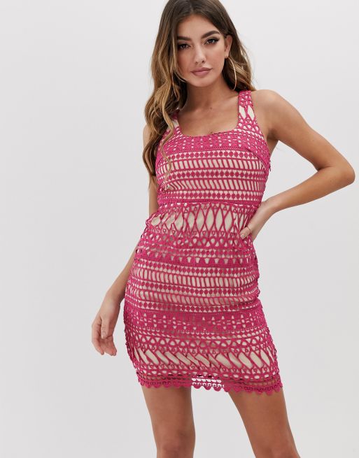 Love Triangle Stripe Detail Lace Midi Dress Asos