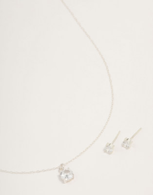 Lovisa Sterling silver crystal stone necklace & earrings set gift box ...