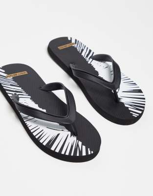 Loyalty and Faith logo pool flip flops in black | ASOS