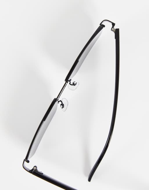 Madein angular aviator sunglasses with bridge detail in black | ASOS