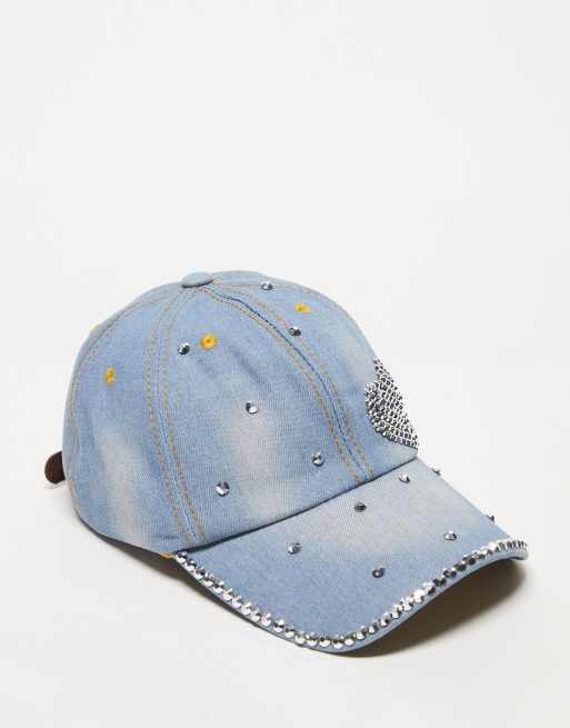Madein. heart embellished cap in denim | ASOS