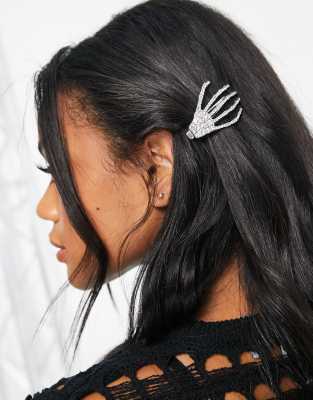 Madein. skeleton hair clip in silver | ASOS