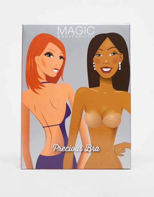 Magic Bodyfashion backless and strapless push up stick on bra with front closure in silicone